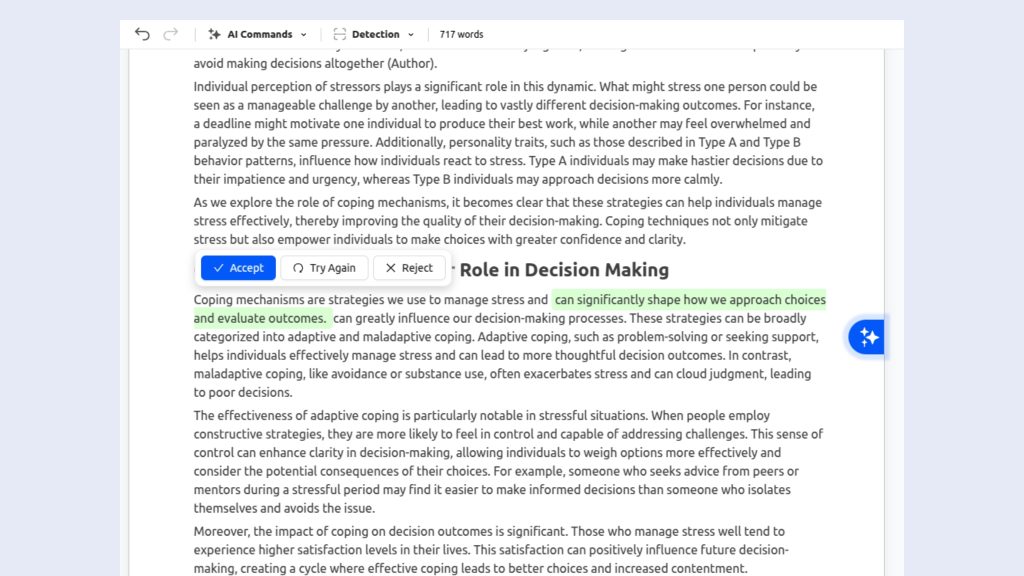 First Iteration of AI Autocomplete Feature - Textero AI Essay Writer